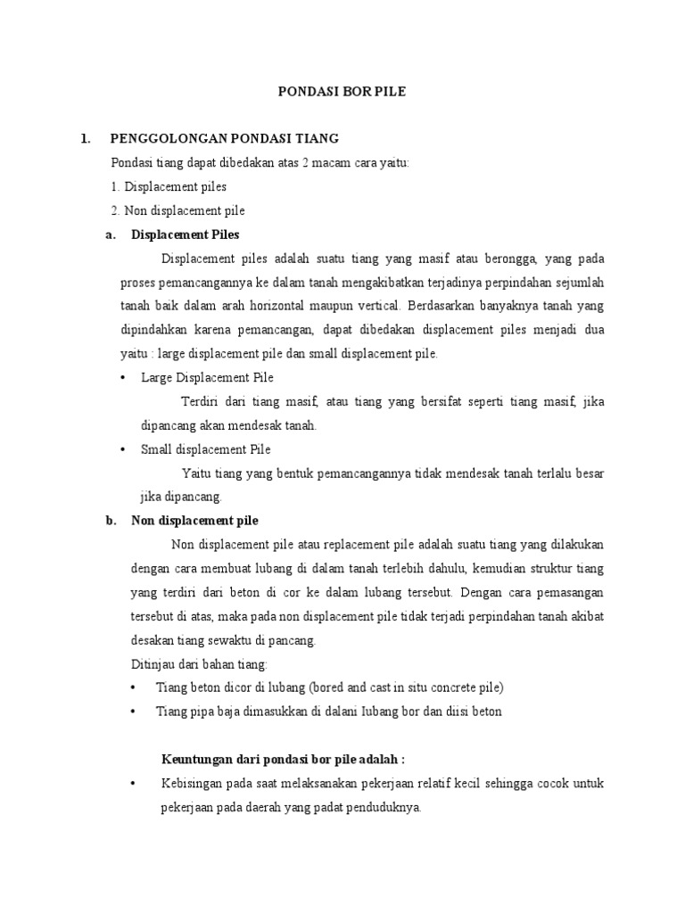 Pondasi Bor Pile | PDF