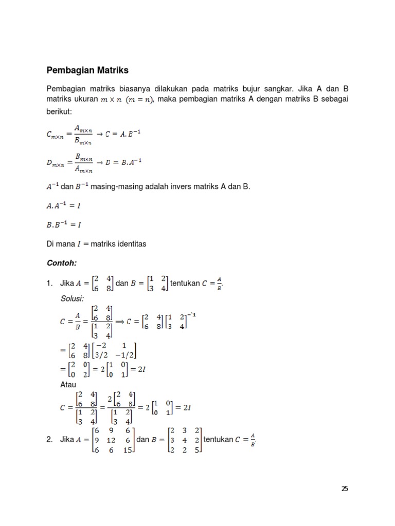 4 pembagian matriks dan OBE | PDF