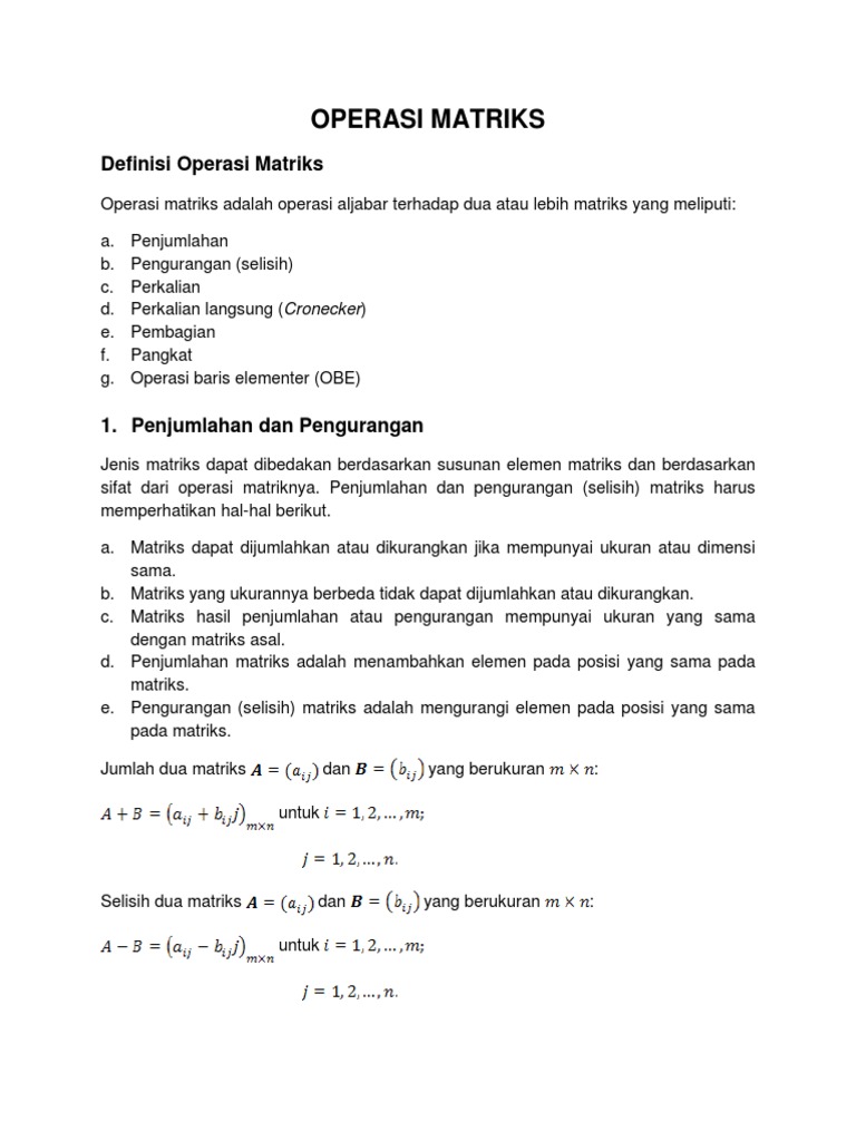 3 operasi matriks | PDF