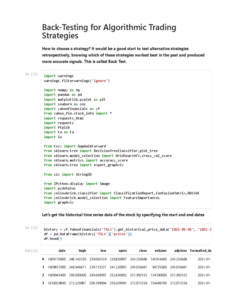 Back Testing For Algorithmic Trading Strategies | PDF | Stocks | Stock ...