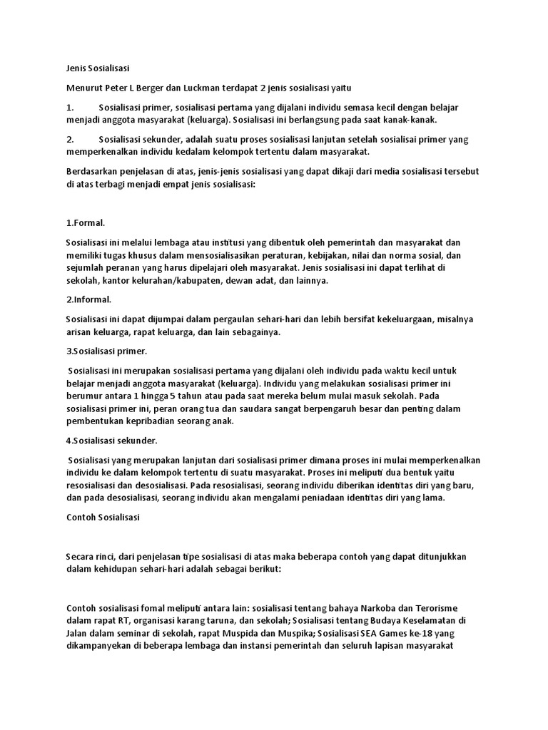 Jenis Sosialisasi | PDF