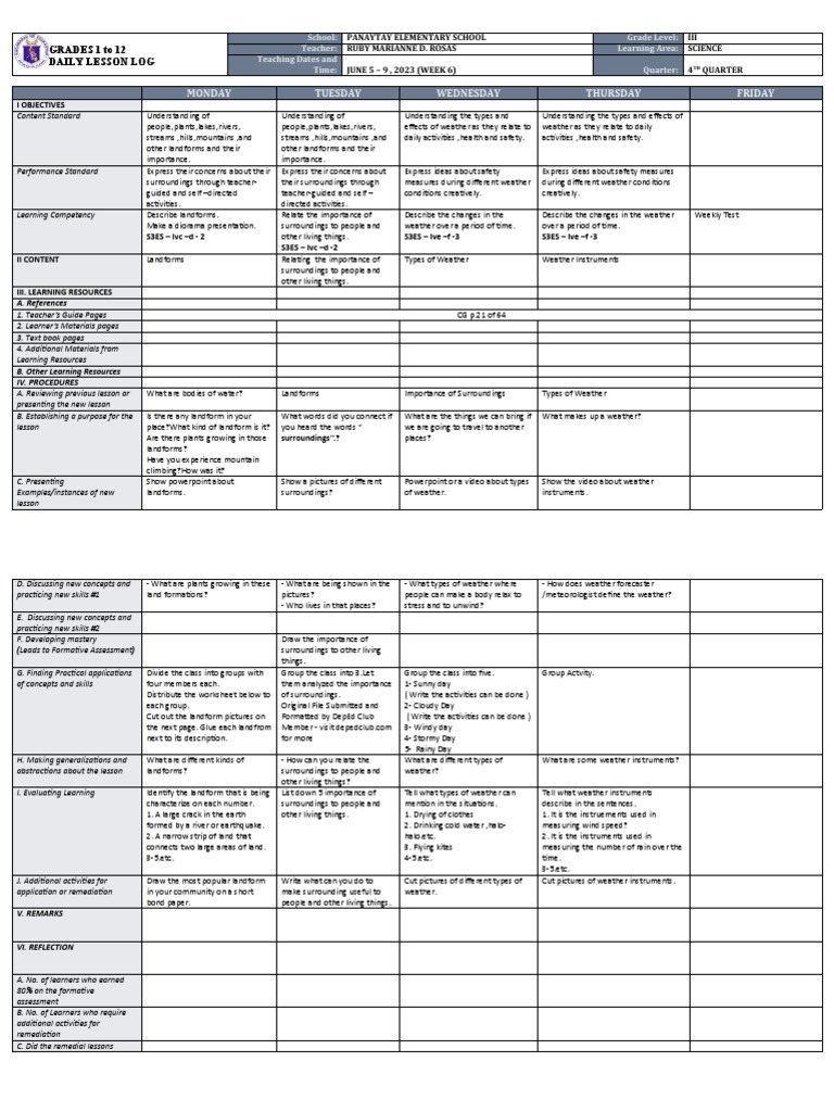 DLL_SCIENCE 3_Q4_W6 | PDF