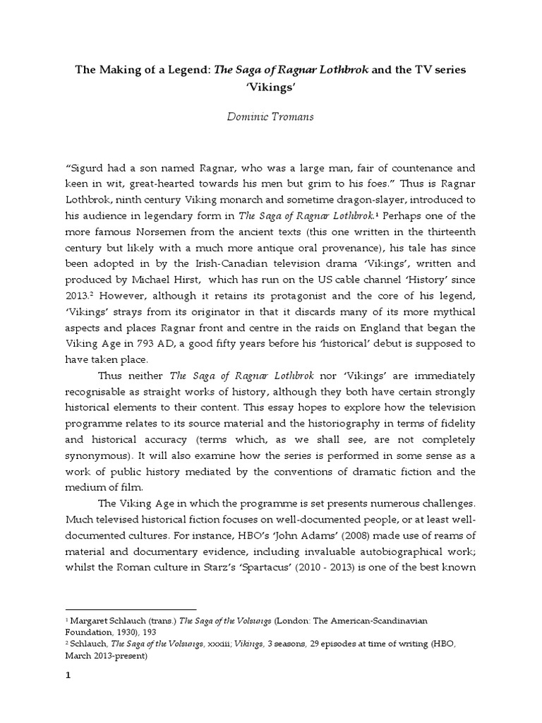 The Making of A Legend The Saga of Ragna-1-1 | PDF | Vikings | Saga