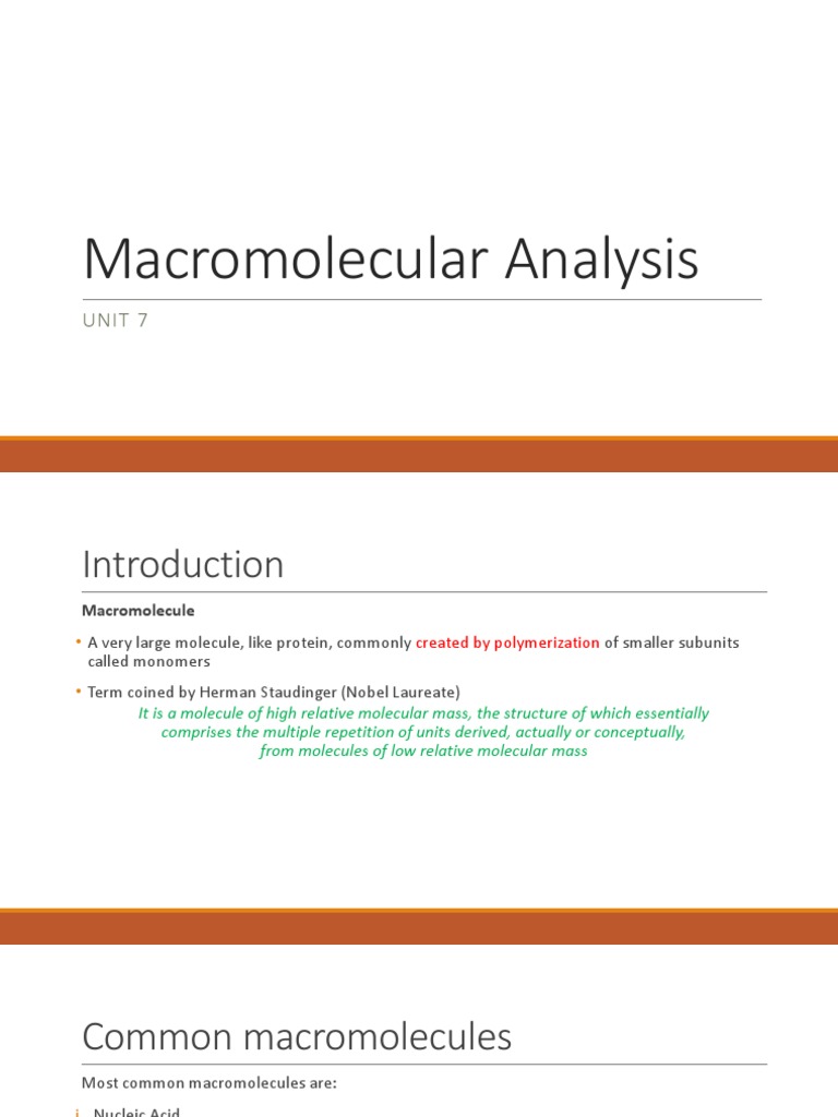 Macromolecular Analysis | PDF | Macromolecules | Proteins
