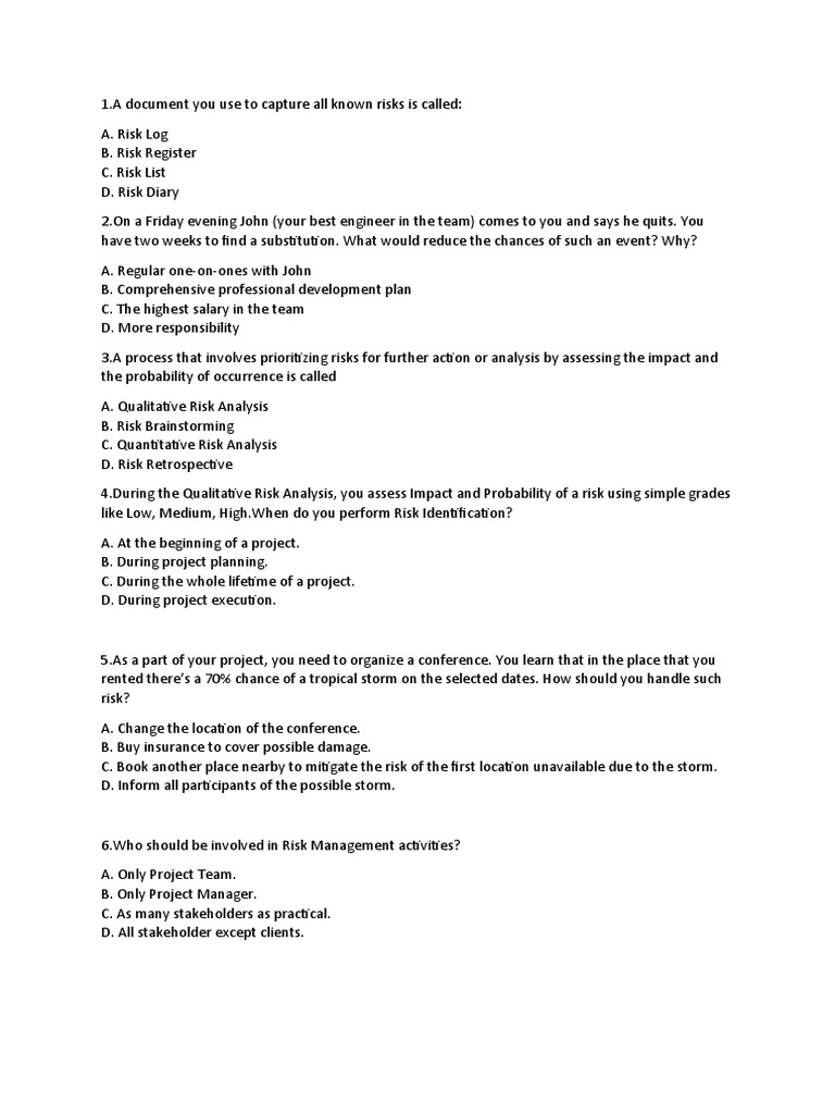 MCQ-Strategic - Advanced HRM | PDF | Strategic Management | Risk