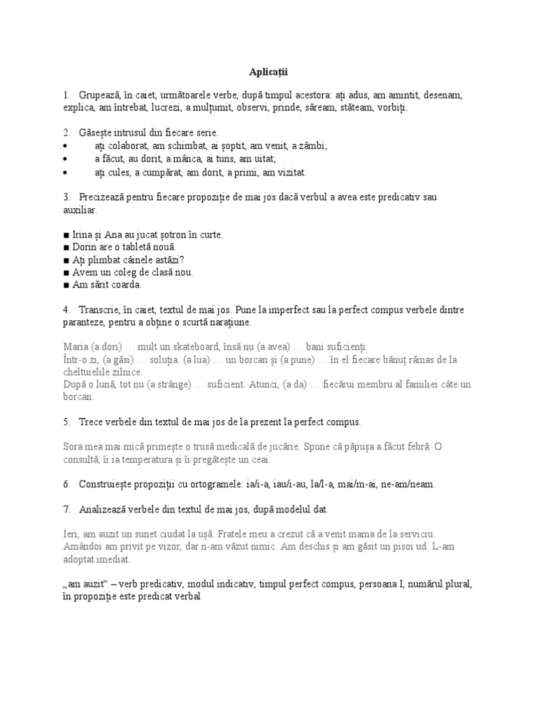 Exerciţii Perfect Compus | PDF