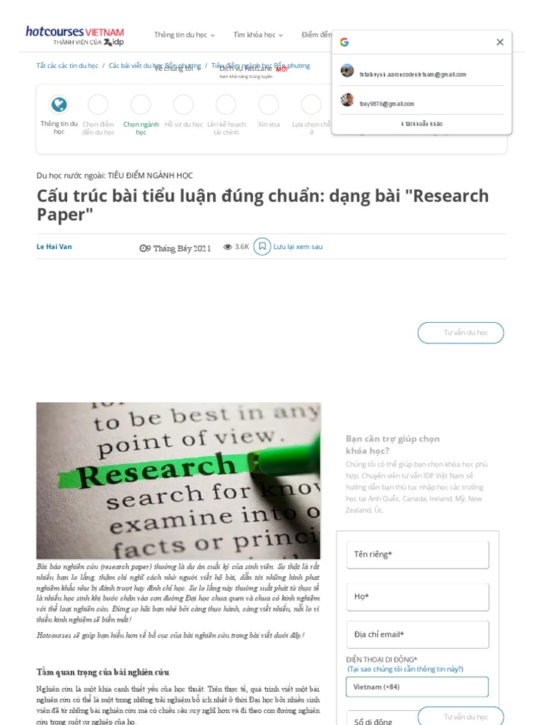 Cấu Trúc Bài Tiểu Luận Đúng Chuẩn - Dạng Bài - Research Paper | PDF
