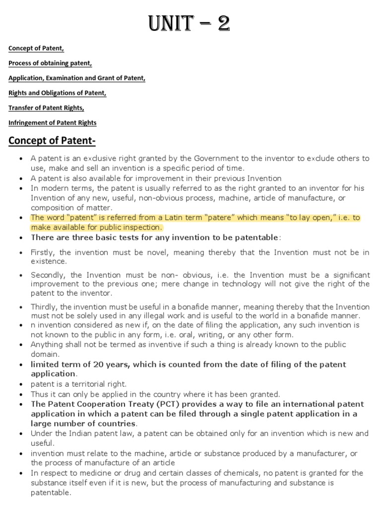 Concept of Patent | PDF | Patent | Glossary Of Patent Law Terms