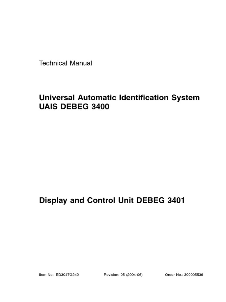 DEBEG 3400 UAIS Technical - Display and Control unit | PDF