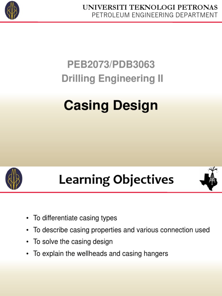 Casing Design: PEB2073/PDB3063 Drilling Engineering II | PDF | Casing ...