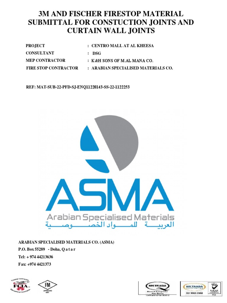 3m & Fischer Firestop Material For Curtain Wall Joints | PDF ...