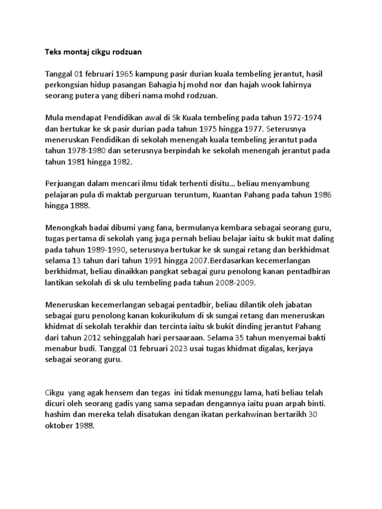 Teks Montaj CG Rodzuan | PDF