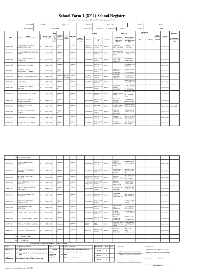 Sf1 - 2022 - Grade 5 - Jade | PDF
