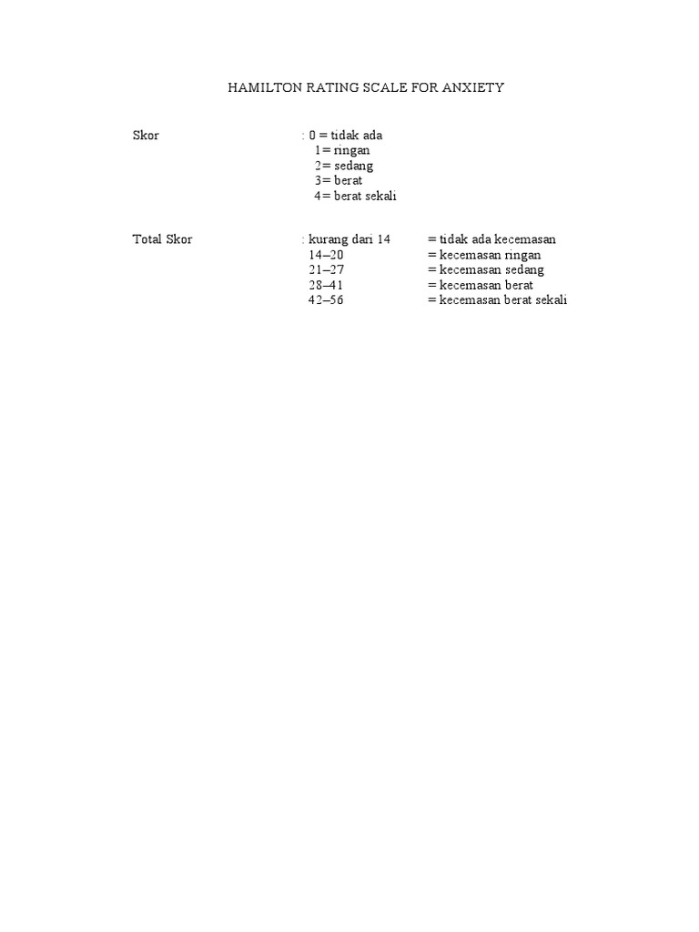 Hamilton Anxiety Rating Scale | PDF