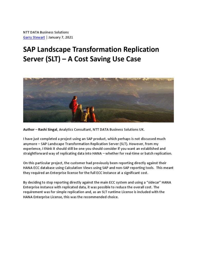 SAP Landscape Transformation Replication Server (SLT) - A Cost Saving Use Case | PDF ...