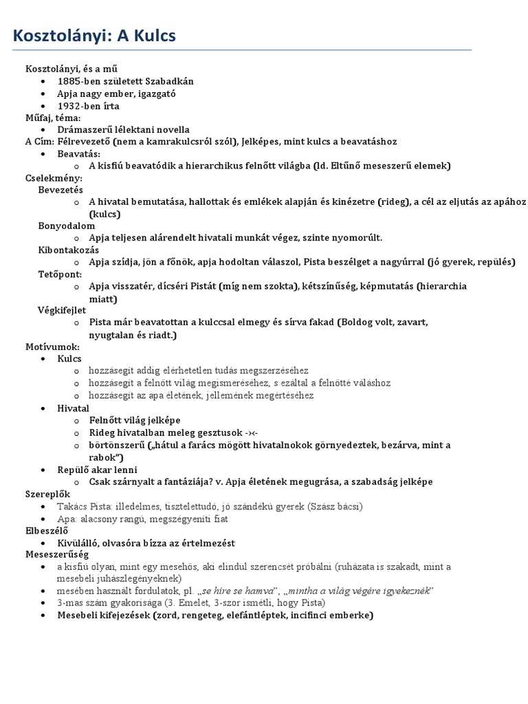 A Kulcs | PDF