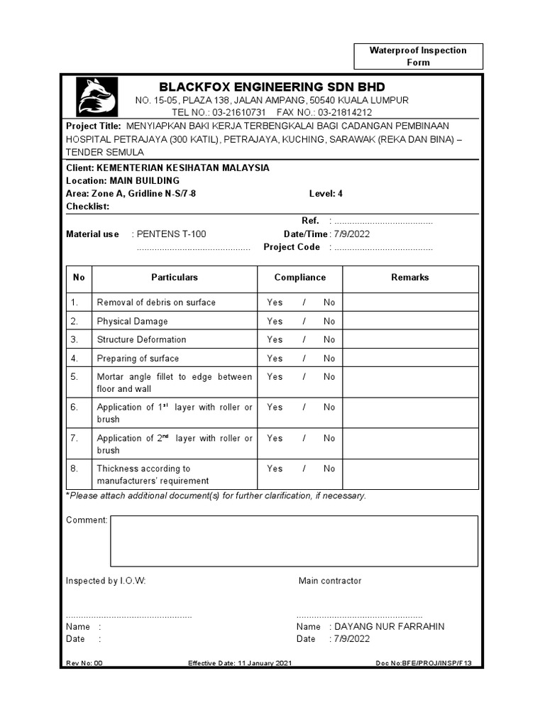 Waterproofing Inspection | PDF | Building Materials | Civil Engineering