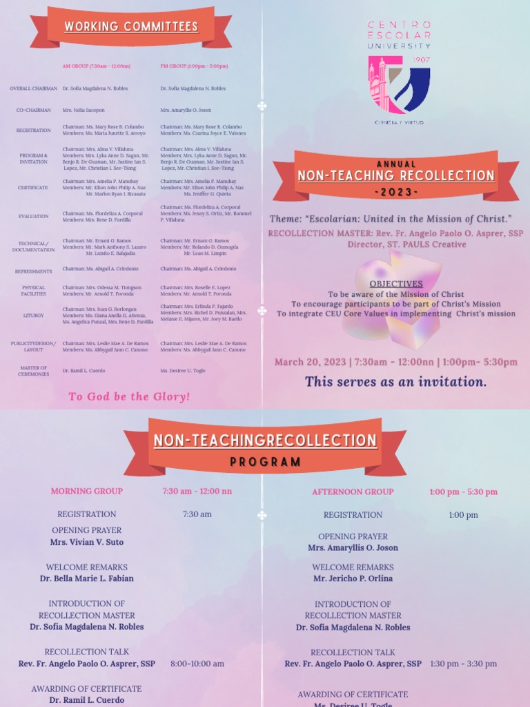 Final Programme - Non-Teaching Recollection | PDF | Cooking, Food & Wine