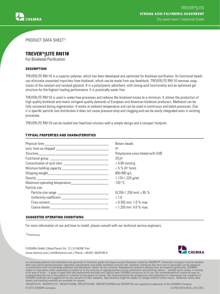 Treverlite RN110 - CS-PDS-0015-EN - 4 - 2013 - 12 | PDF