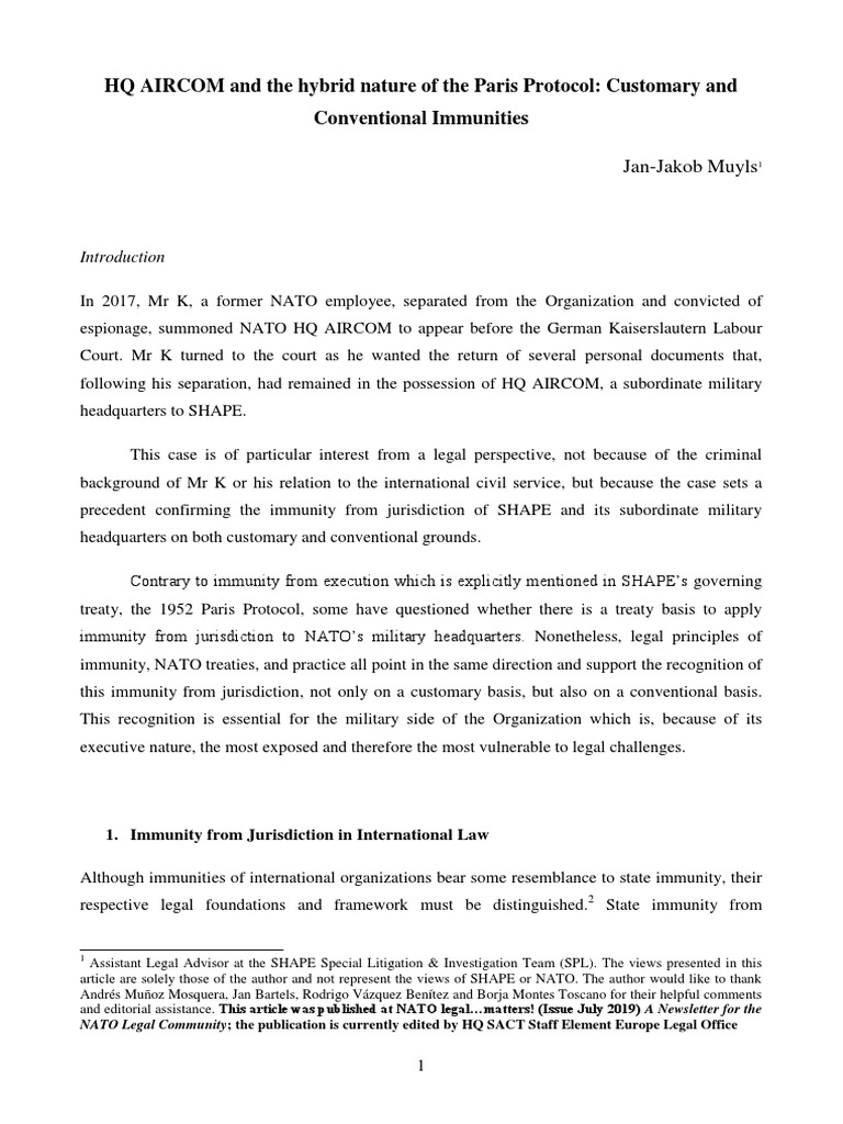 NATO HQ AIRCOM Immunity Explained | PDF | Politics | Law