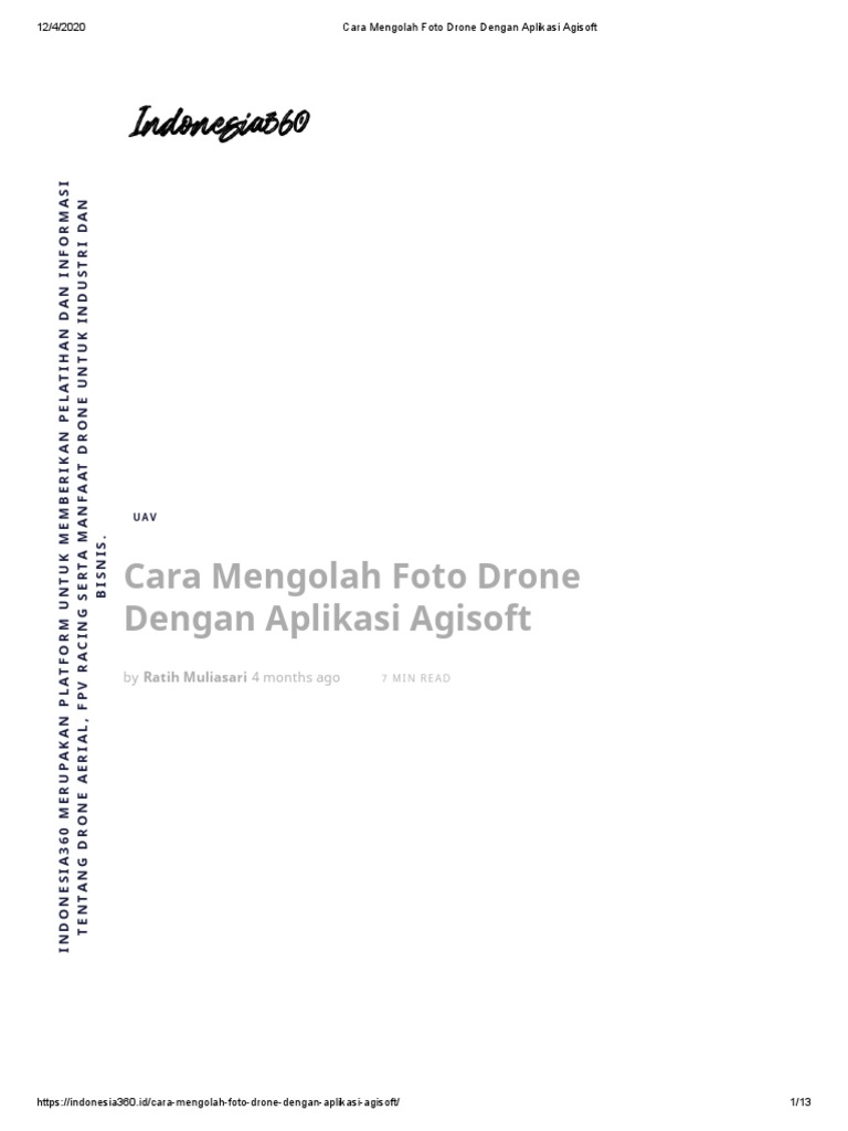 Cara Mengolah Foto Drone Dengan Aplikasi Agisoft | PDF
