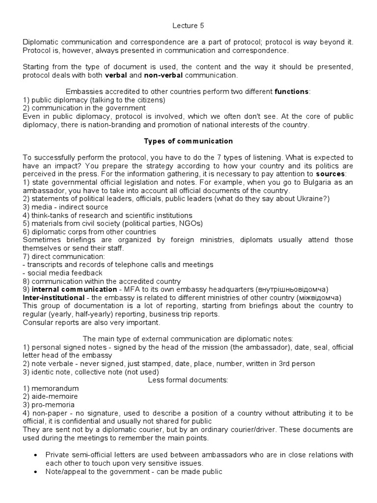 Lecture 5 Protocol | PDF | Diplomatic Correspondence | Communication Lecture 5 Protocol | PDF | Diplomatic Correspondence | Communication