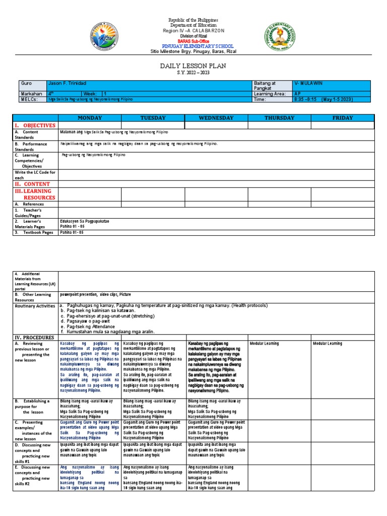 Grade 5 - AP Week 1 | PDF