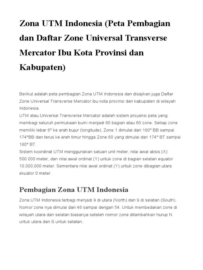 Zona UTM Indonesia | PDF