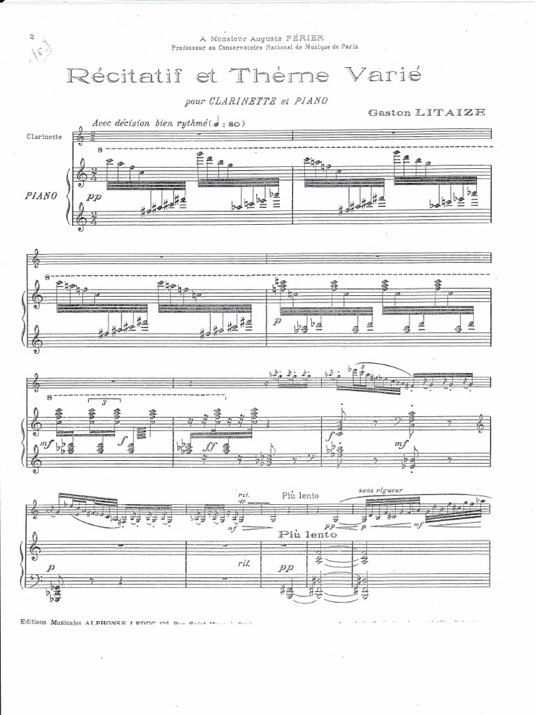 1944 - Litaize - Récitatif Et Thème Varié | PDF