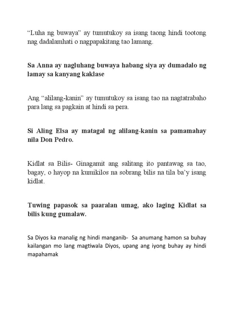 Salawikain at Idyoma | PDF