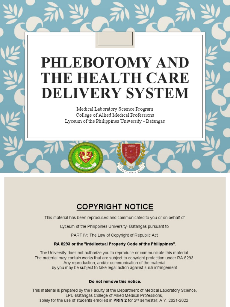 1 Phlebotomy and The HCDS | PDF | Medical Diagnosis | Health Care