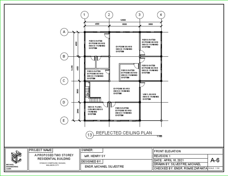 BSD - Plate 13-Reflected Ceiling Plan - BSCE 2B - (Silvestre, Michael A.) | PDF | Building ...