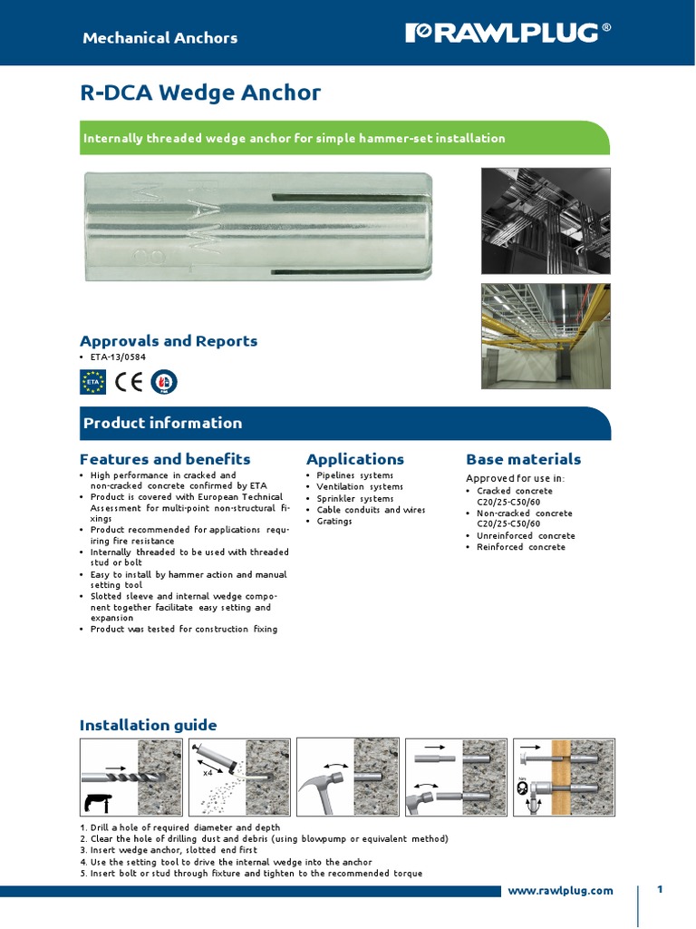 1332 Rawlplug en R Dca Wedge Anchor | PDF | Screw | Manufactured Goods