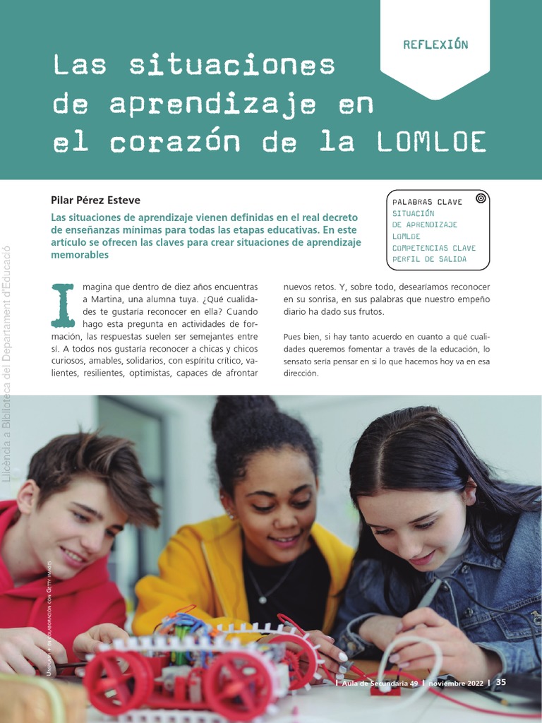 Las Situaciones de Aprendizaje en El Corazon de La Lomloe As049154643 | PDF | Plan de estudios ...