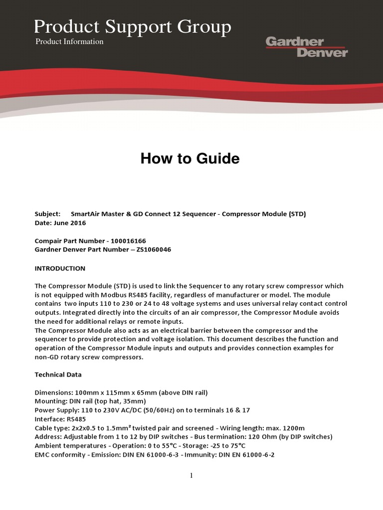 Compressor Module User Guide | PDF | Mains Electricity | Switch
