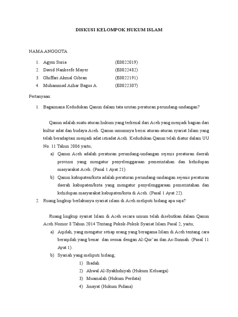 Diskusi Kelompok Hukum Islam | PDF
