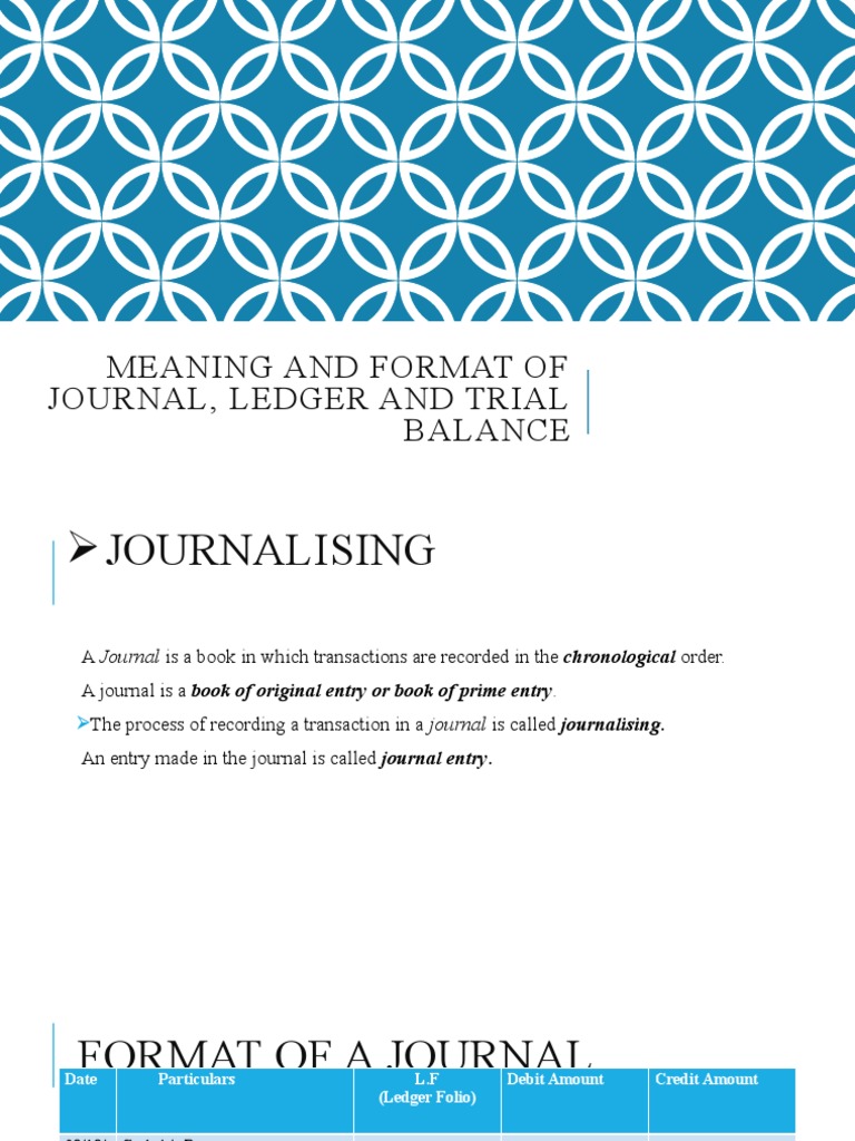 Format of Journal, Ledger and Trial Balance | PDF | Debits And Credits ...
