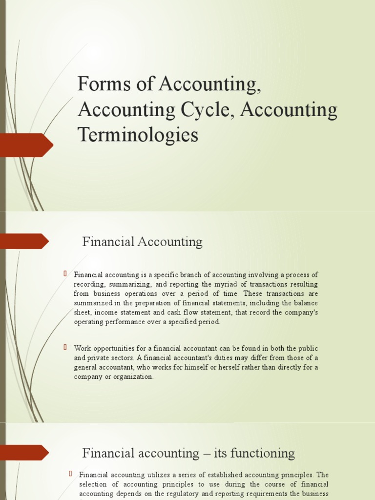Forms of Accounting | PDF | Debits And Credits | Financial Accounting