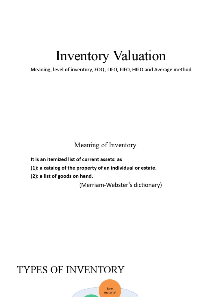 Inventory Valuation | PDF | Inventory | Cost Of Goods Sold