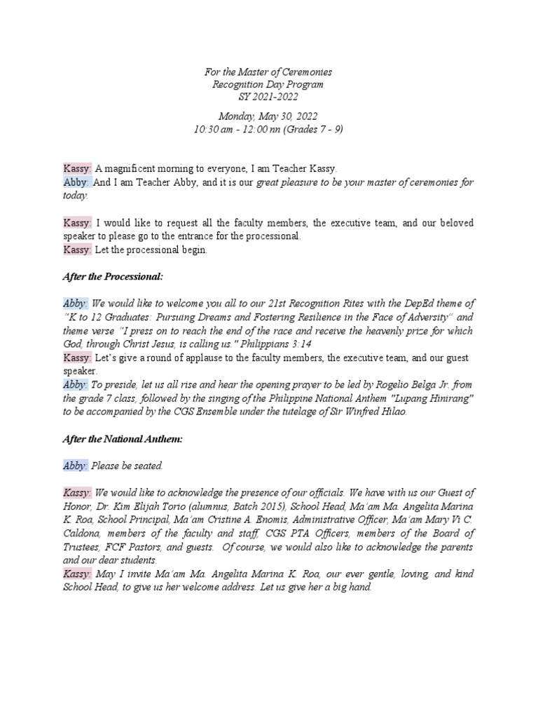 JHS - Recog.-Script Sample | PDF