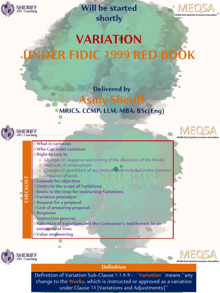 Variation Under FIDIC 1999 Red Book | PDF | Employment | Private Law Variation Under FIDIC 1999 Red Book | PDF | Employment | Private Law