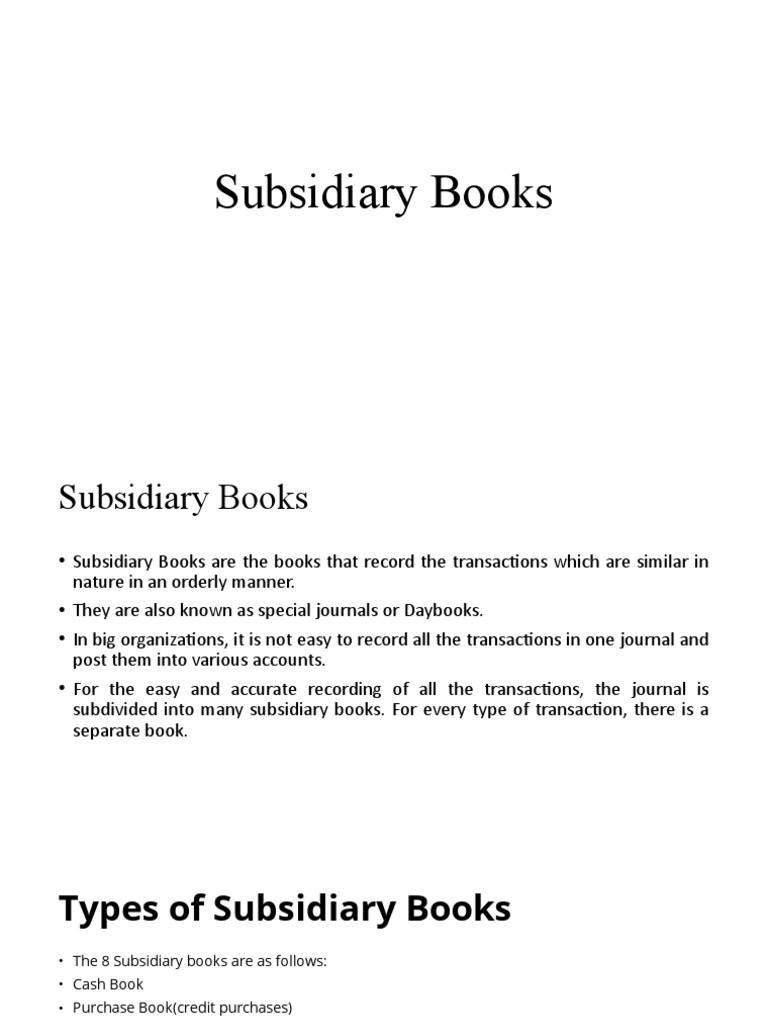 Subsidiary Books | PDF