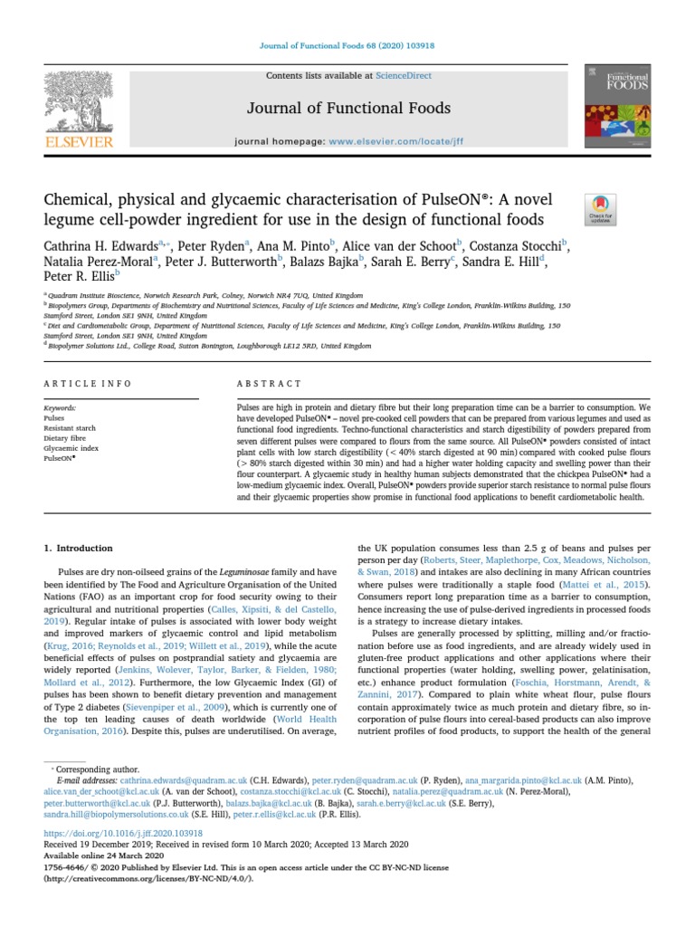 Edwards 2020 Chemical Physical and Glycaemic Cha | PDF | Glycemic Index ...