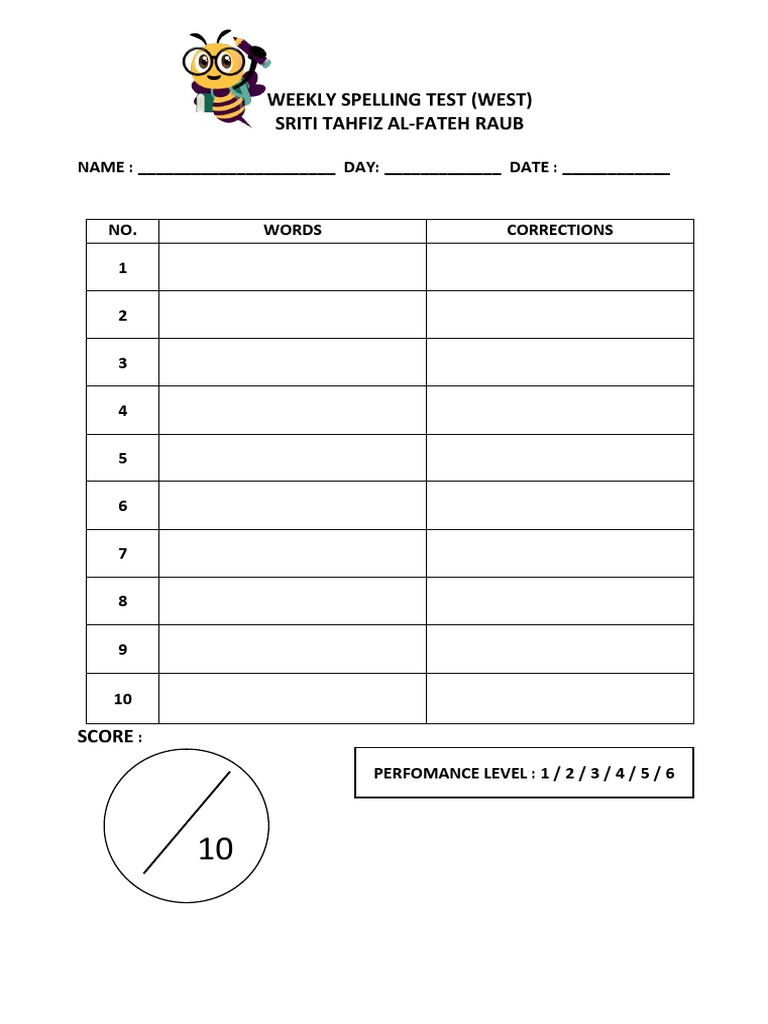 Weekly Spelling Test Form | PDF | Career & Growth | Technology ...