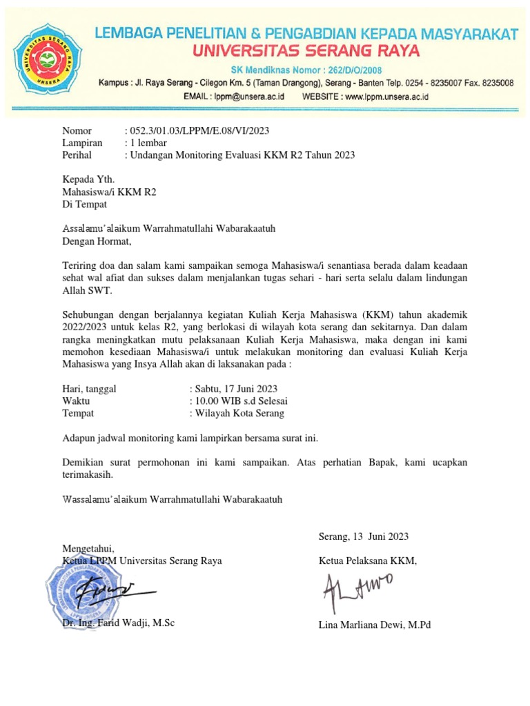 Surat Undangan Mahasiswa KKM r2 2023 | PDF