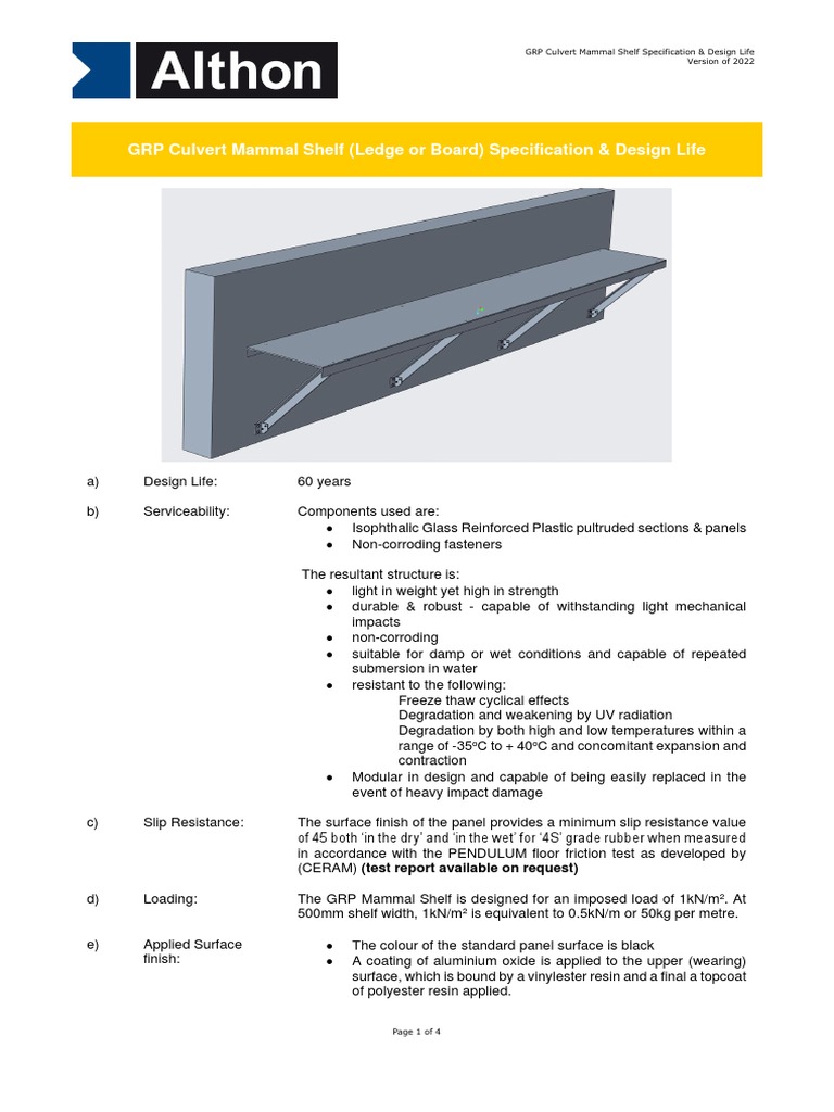 GRP_Culvert_Mammal_Shelf_Specification__Design_Life | PDF | Fiberglass ...