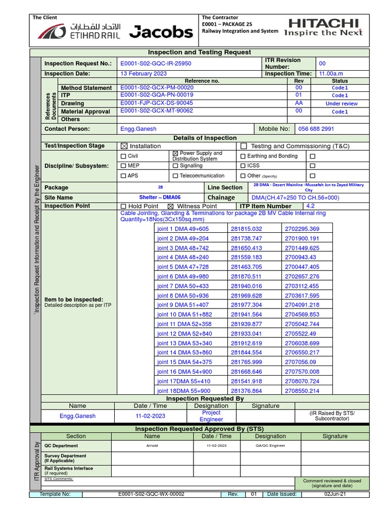 Mobile No:: Inspection and Testing Request | PDF