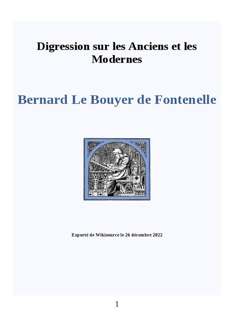 Bernard de Fontenelle - Digression Sur Les Anciens Et Les Modernes | PDF
