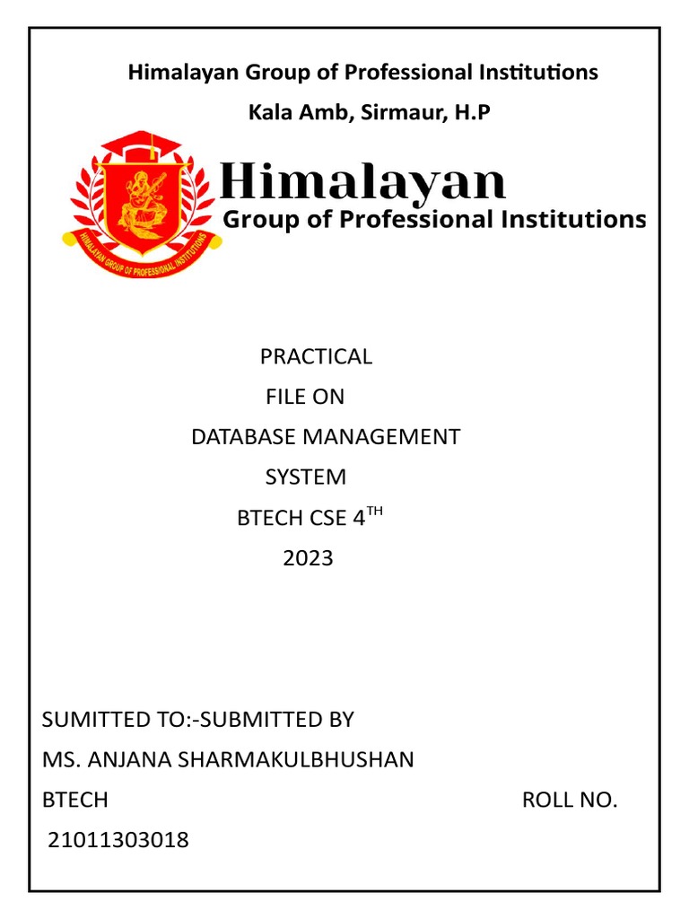Himalayan Group of Professional Institutions Kala Amb, Sirmaur, H.P | PDF | Information Science ...