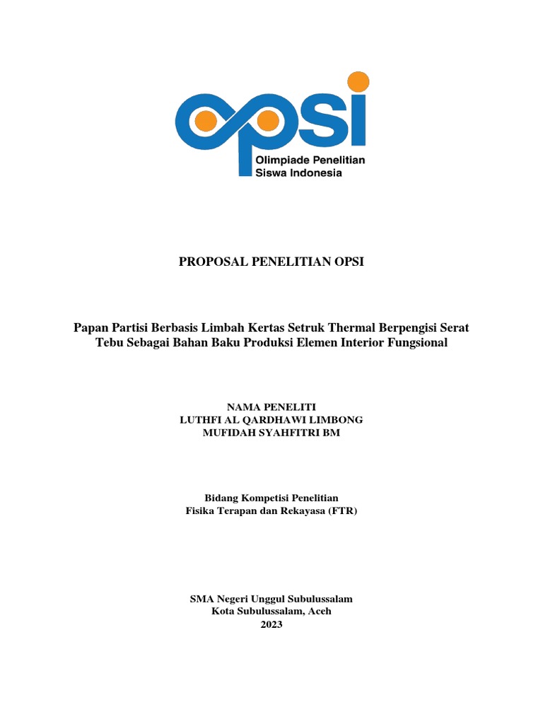 Proposal Penelitian Opsi Lutfi Dan Mufid | PDF